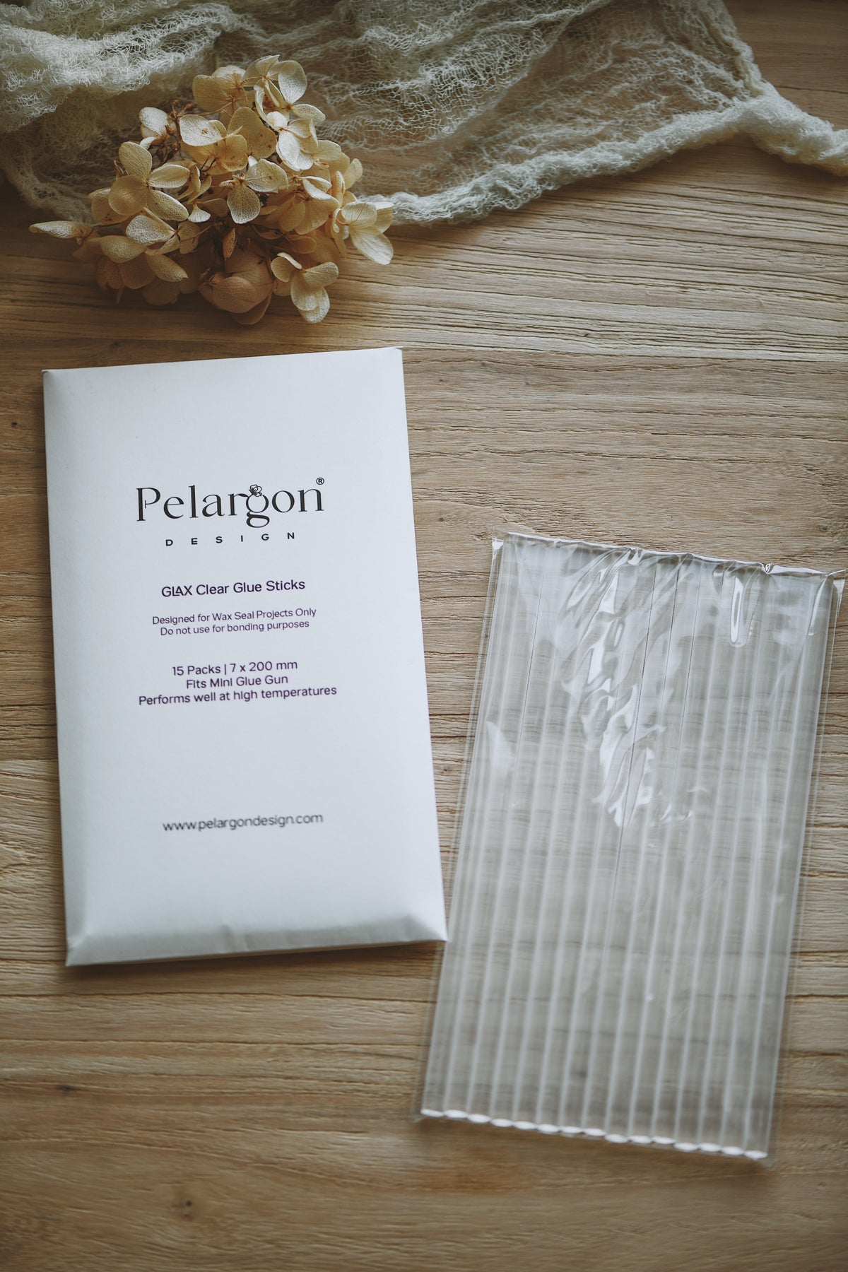 Pelargon Design GLAX Crystal Clear Hot Glue Sticks, 10 Pack